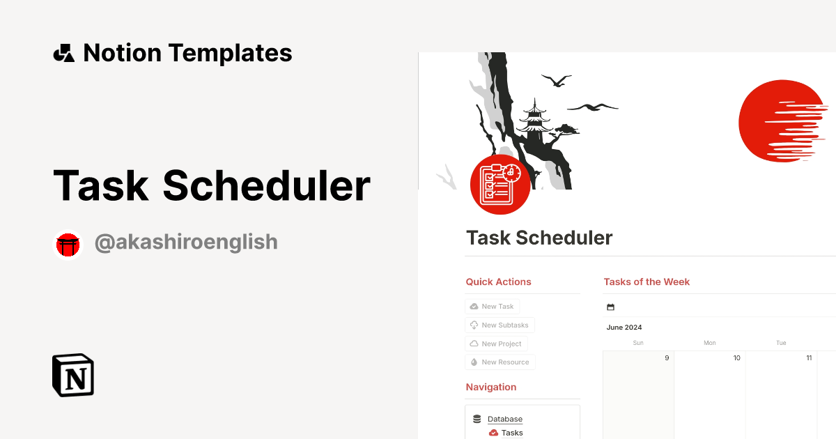 Task Scheduler Template by Akashiro | English | Notion Marketplace