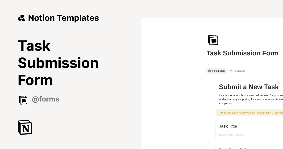 Task Submission Form Template | Notion Marketplace