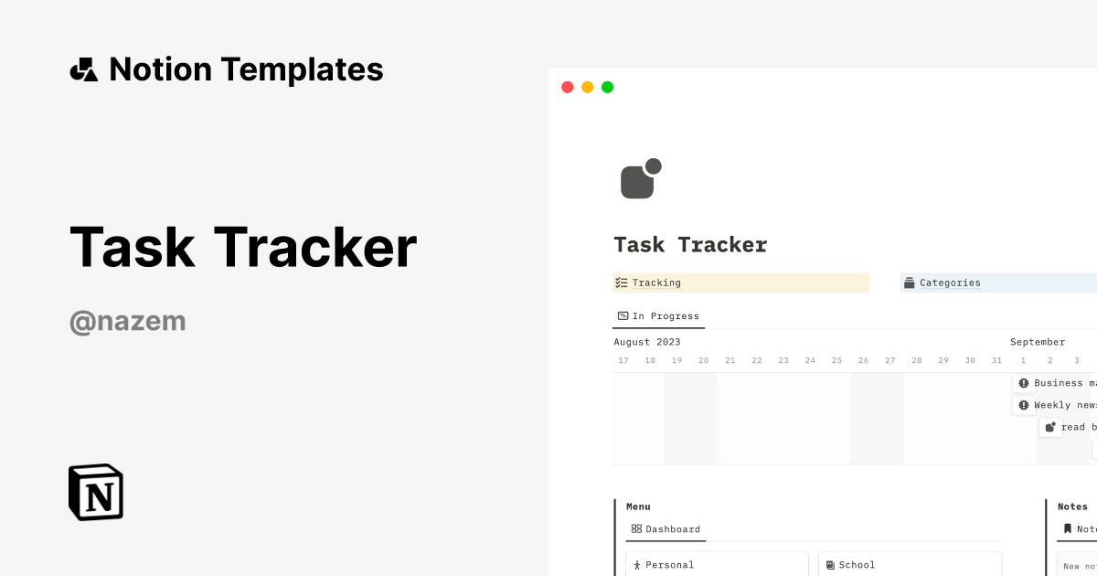 Task Tracker Template | Notion Marketplace