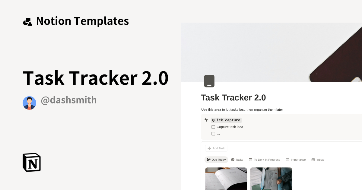 Task Tracker 2.0 Template | Notion Marketplace
