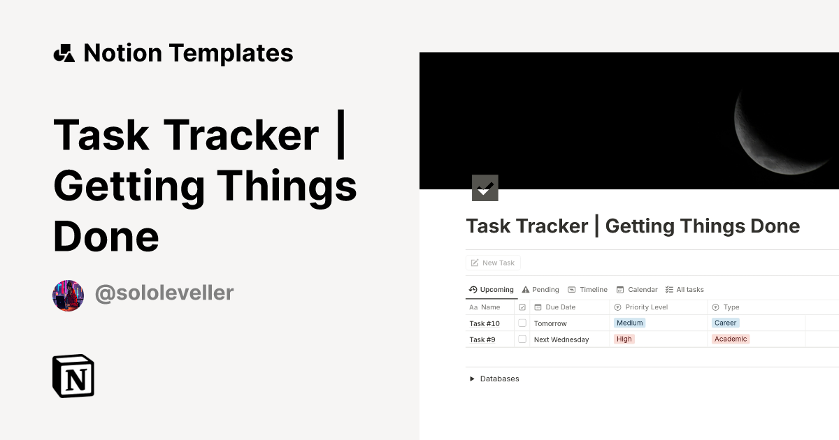 Task Tracker | Getting Things Done Template by Solo Leveller | Notion ...