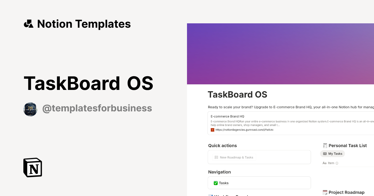 TaskBoard OS Template | Notion Marketplace