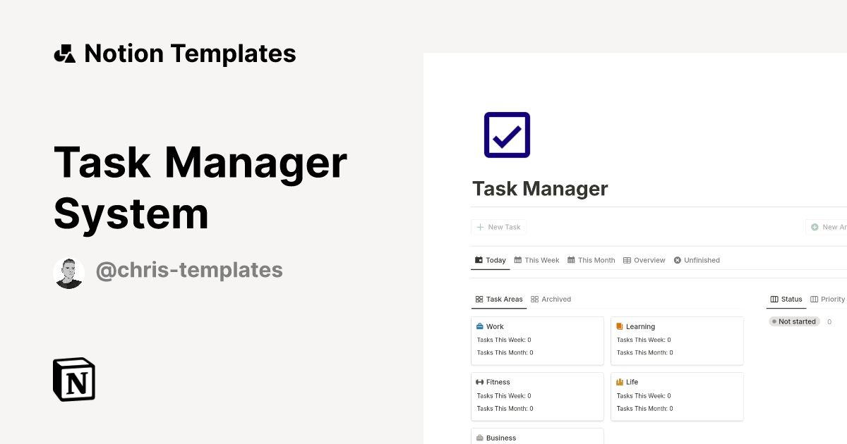 Task Manager System Template by Chris | Notion Marketplace