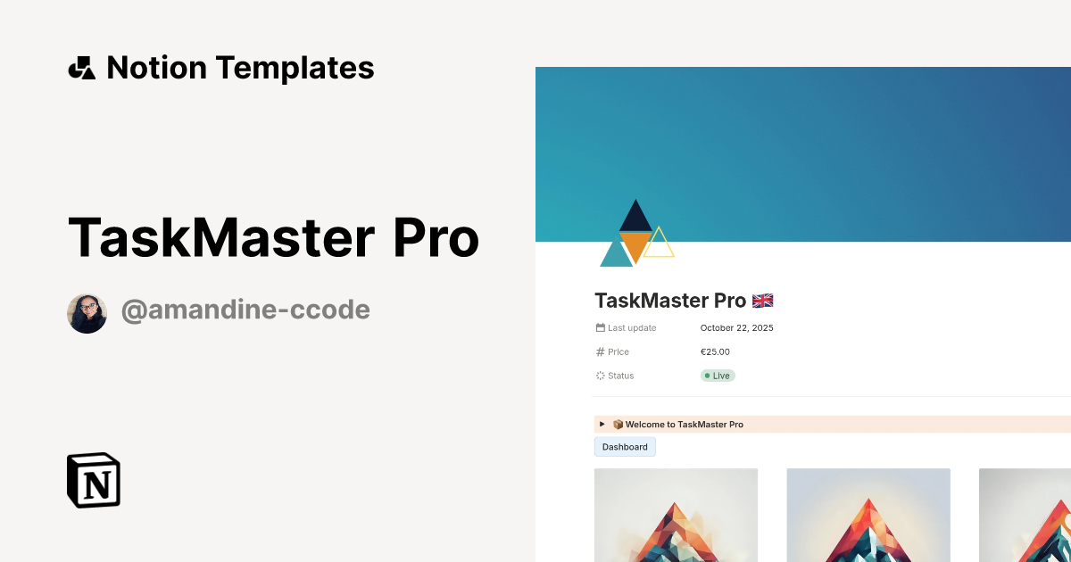TaskMaster Pro Template by Craft CODE | Notion Marketplace