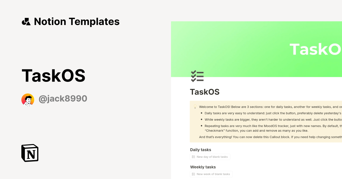TaskOS Template | Notion Marketplace