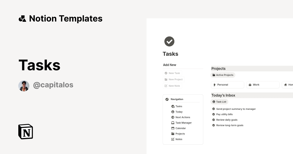 Tasks Template by Capital OS | Notion Marketplace