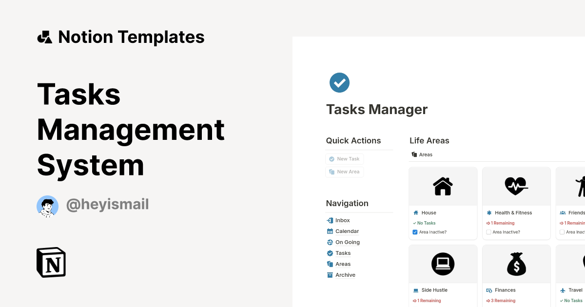 Tasks Management System Template by heyismail | Notion Marketplace