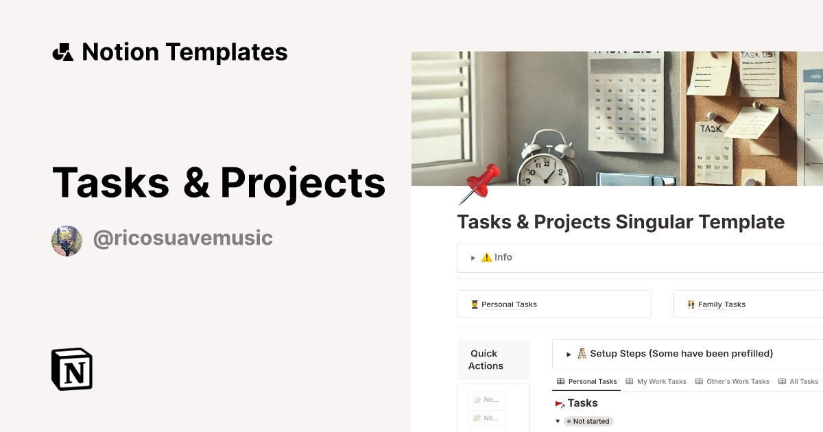 Tasks & Projects Template | Notion Marketplace