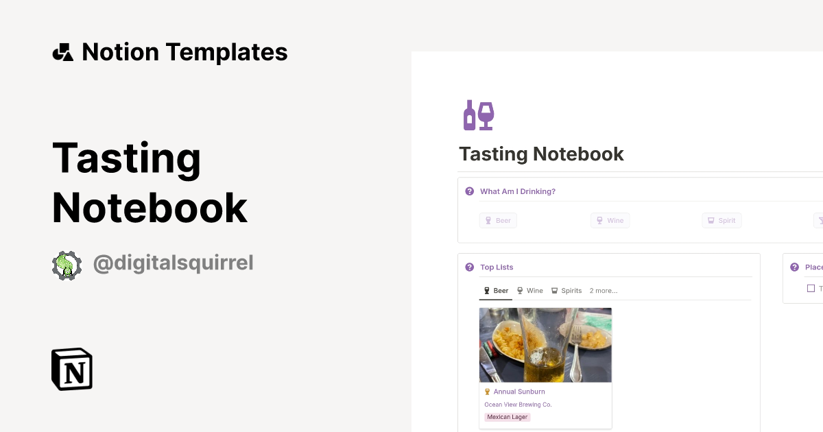 Tasting Notebook Template | Notion Marketplace