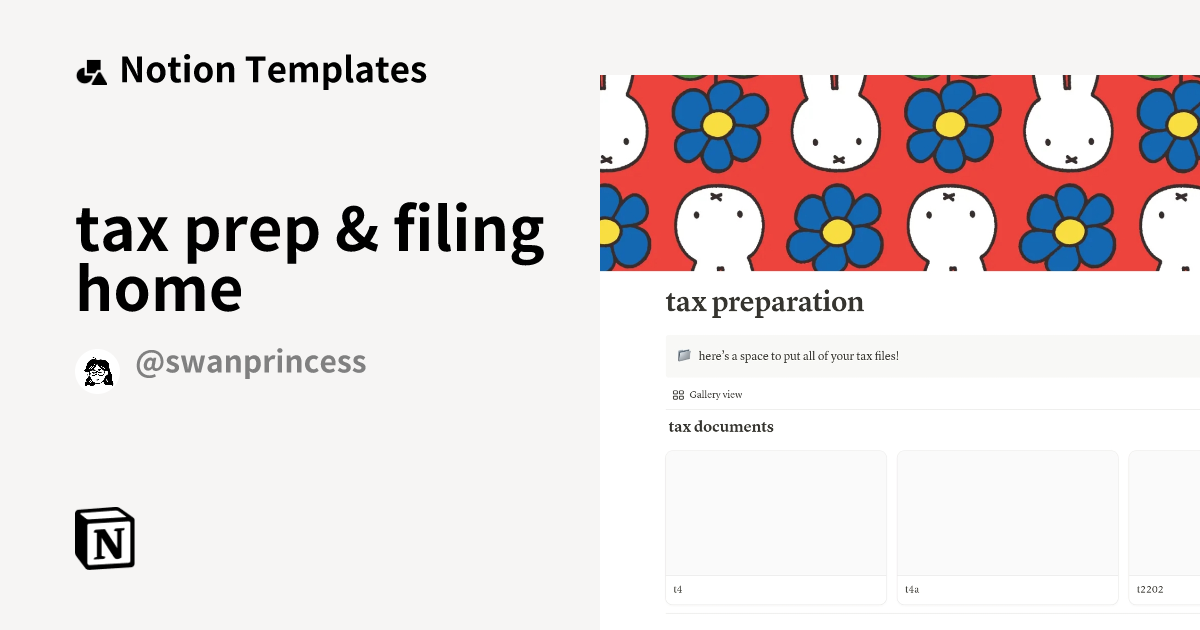 tax prep & filing home Template by fiona labonté | Notion Marketplace