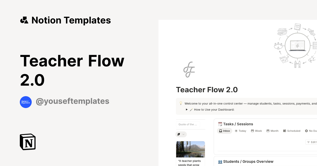 Teacher Flow 2.0 Template by Yousef Templates | Notion Marketplace