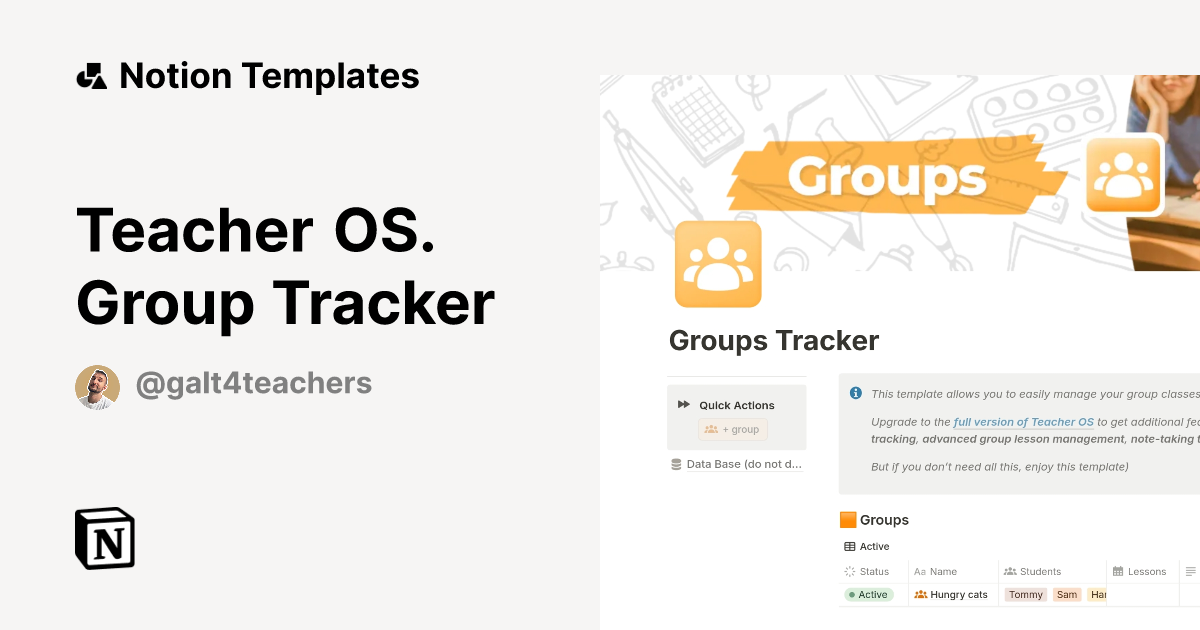 Teacher OS. Group Tracker Template by Galt | Teacher OS | Notion ...