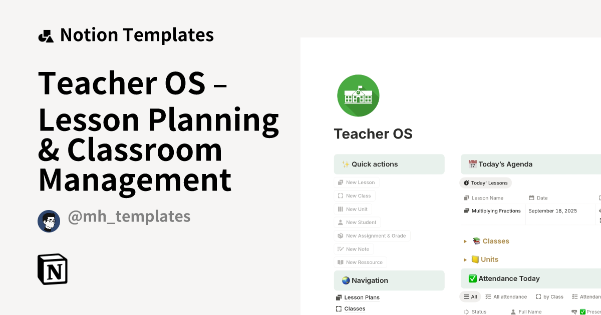 Teacher OS – Lesson Planning & Classroom Management Template | Notion ...