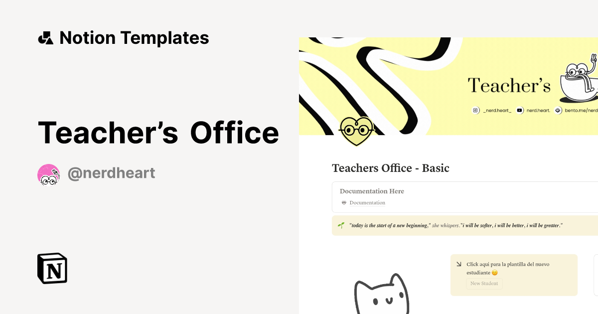 Teacher’s Office Template by Val at Nerd Heart | Notion Marketplace
