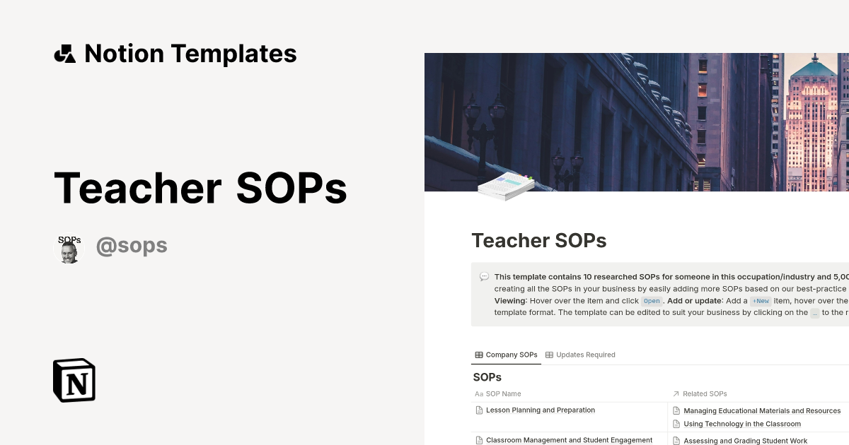Teacher SOPs Template | Notion Marketplace