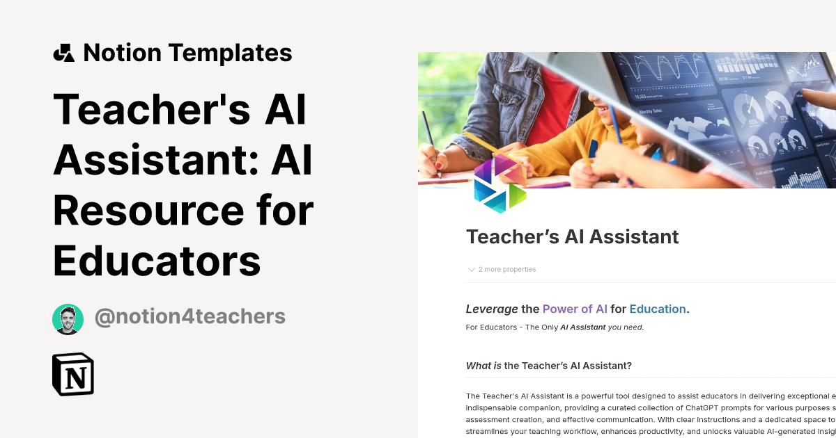 Teacher's AI Assistant: AI Resource for Educators Template | Notion ...