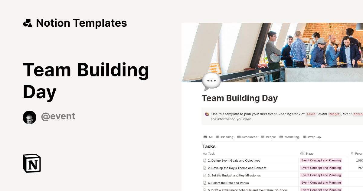 Team Building Day Template | Notion Marketplace