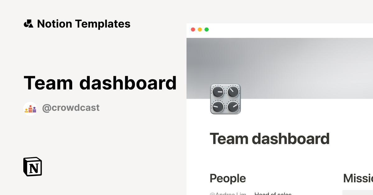 Team dashboard Template by Crowdcast | Notion Marketplace