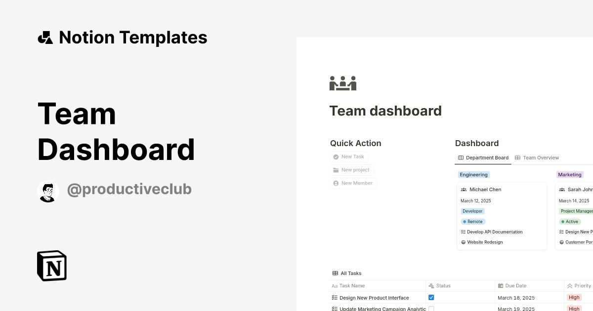 Team Dashboard Template | Notion Marketplace