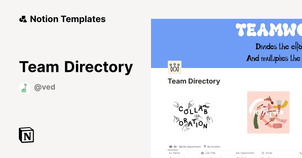 Team Directory Template by VED | Notion Marketplace