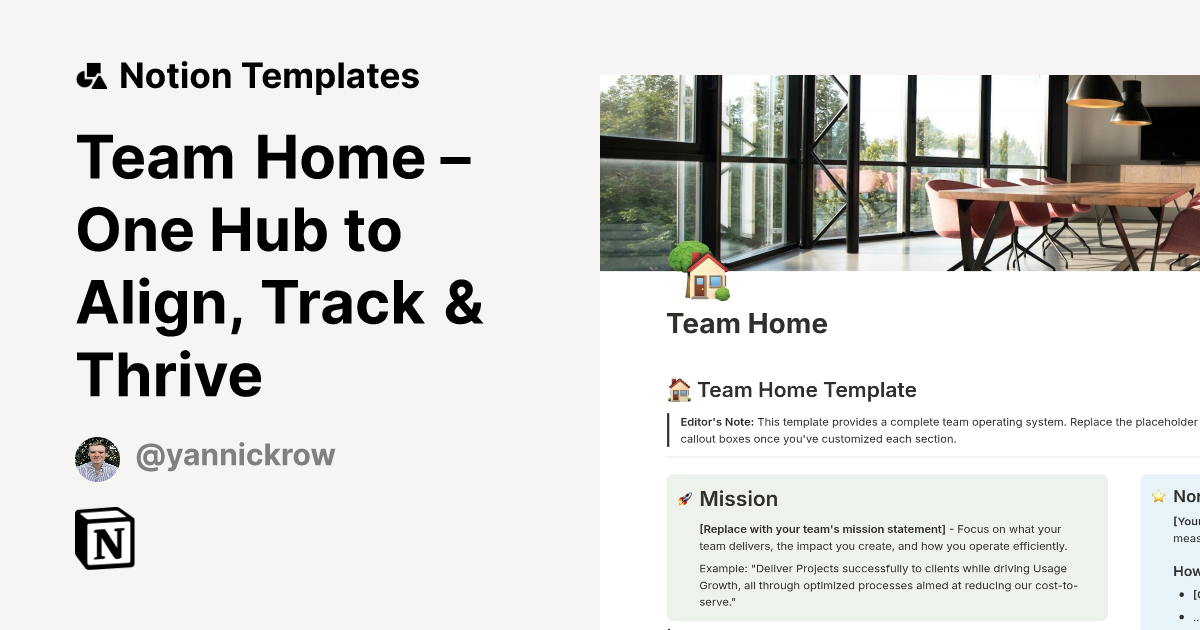 Team Home – One Hub to Align, Track & Thrive Template | Notion Marketplace