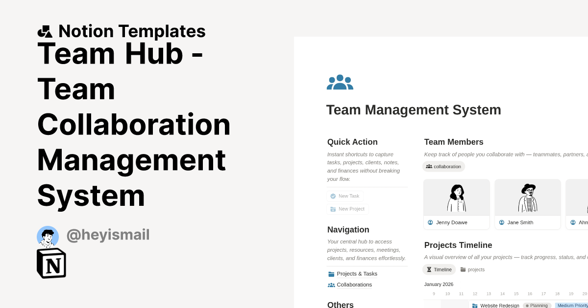 Team Hub - Team Collaboration Management System Template | Notion ...