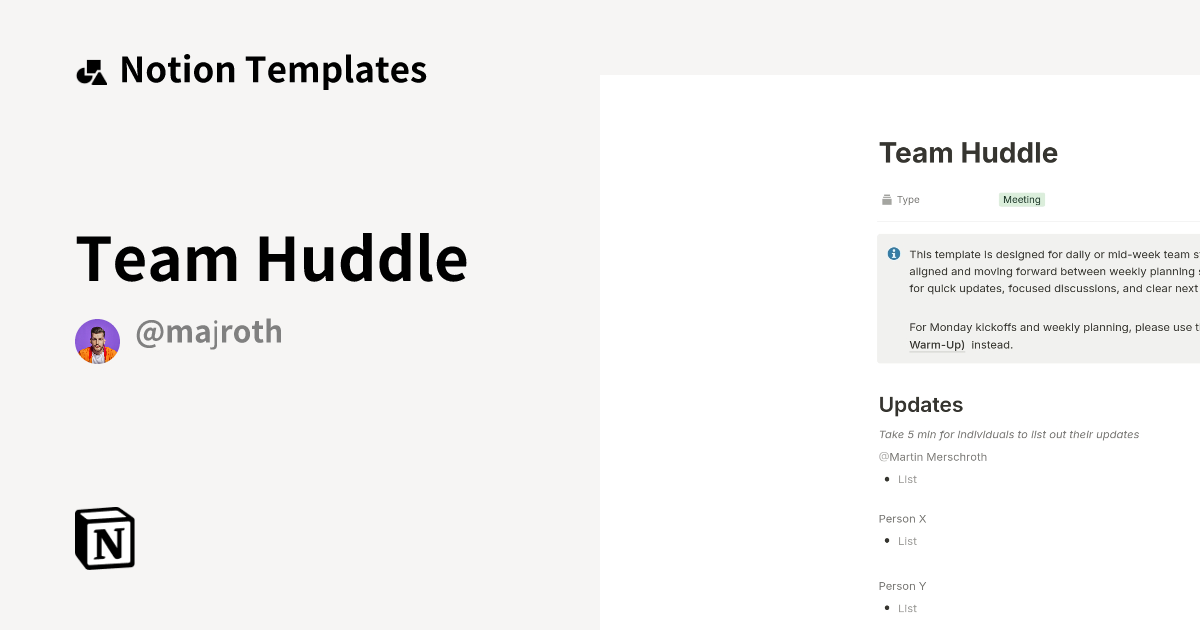 Team Huddle Template | Notion Marketplace