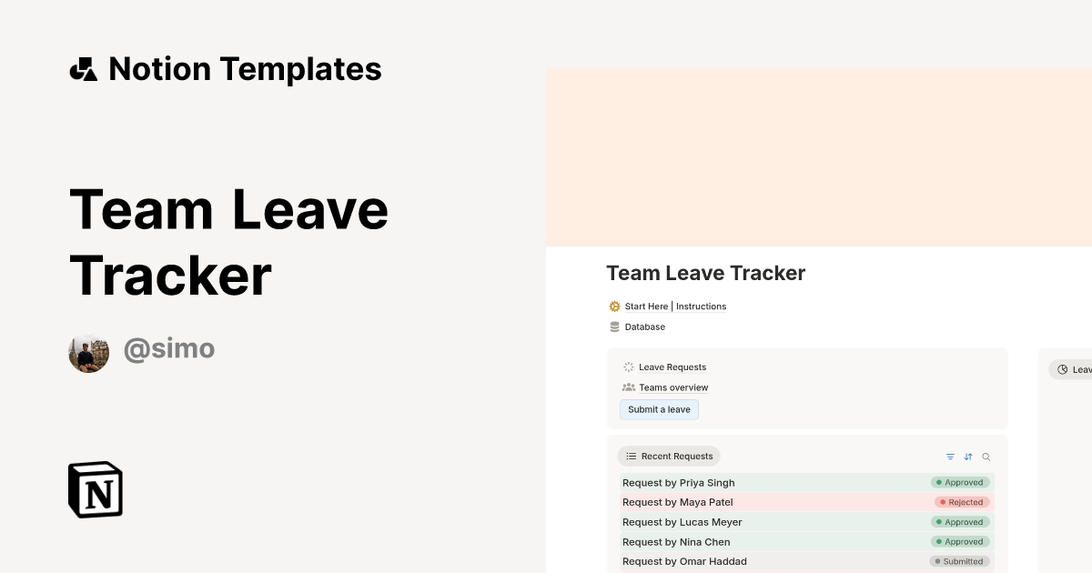 Team Leave Tracker Template | Notion Marketplace