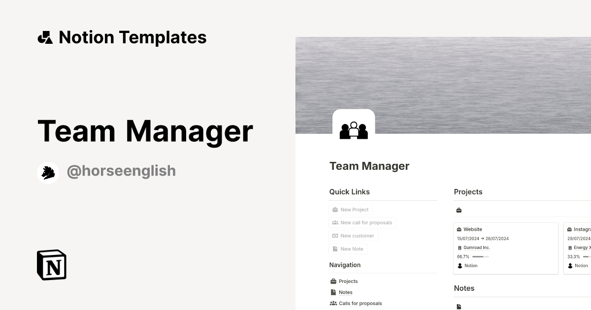 Team Manager Template | Notion Marketplace