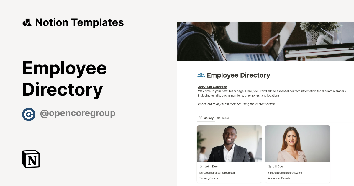 Employee Directory Template by OpenCore Group | Notion Marketplace