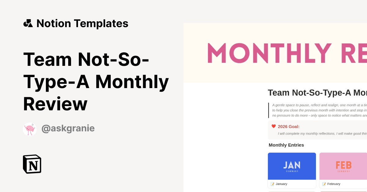 Team Not-So-Type-A Monthly Review Template by askgranie templates ...