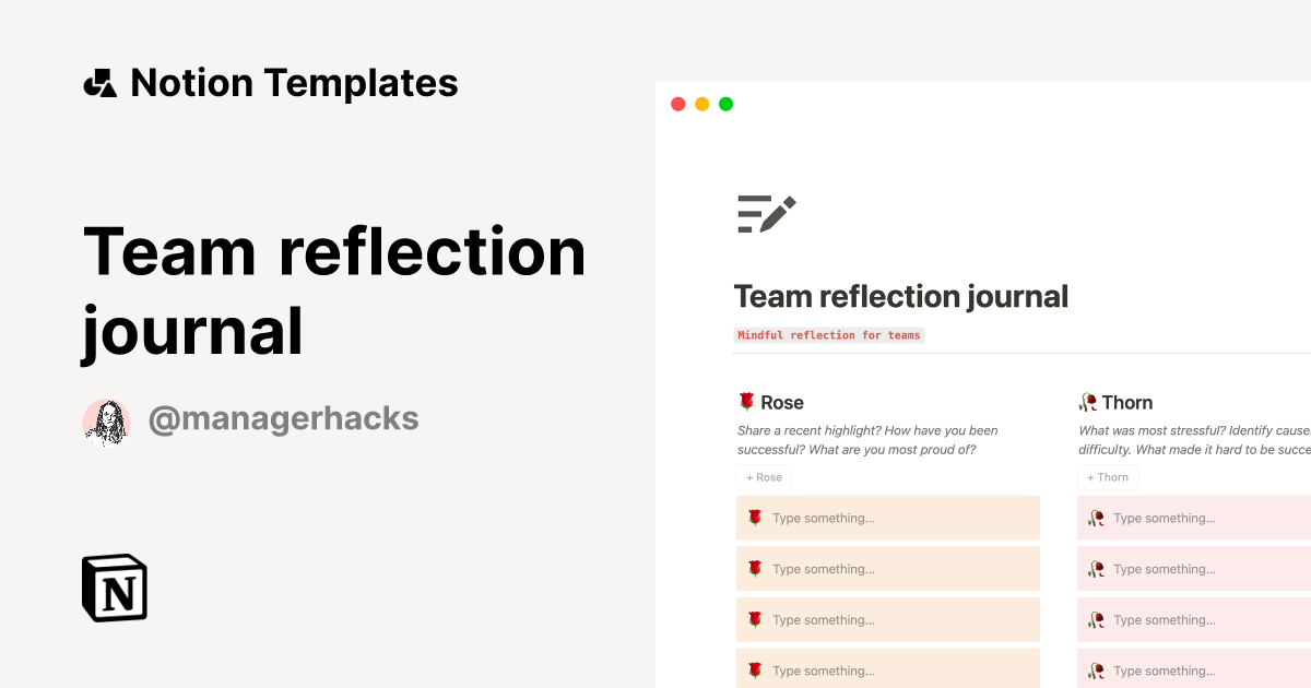 Team reflection journal Template | Notion Marketplace
