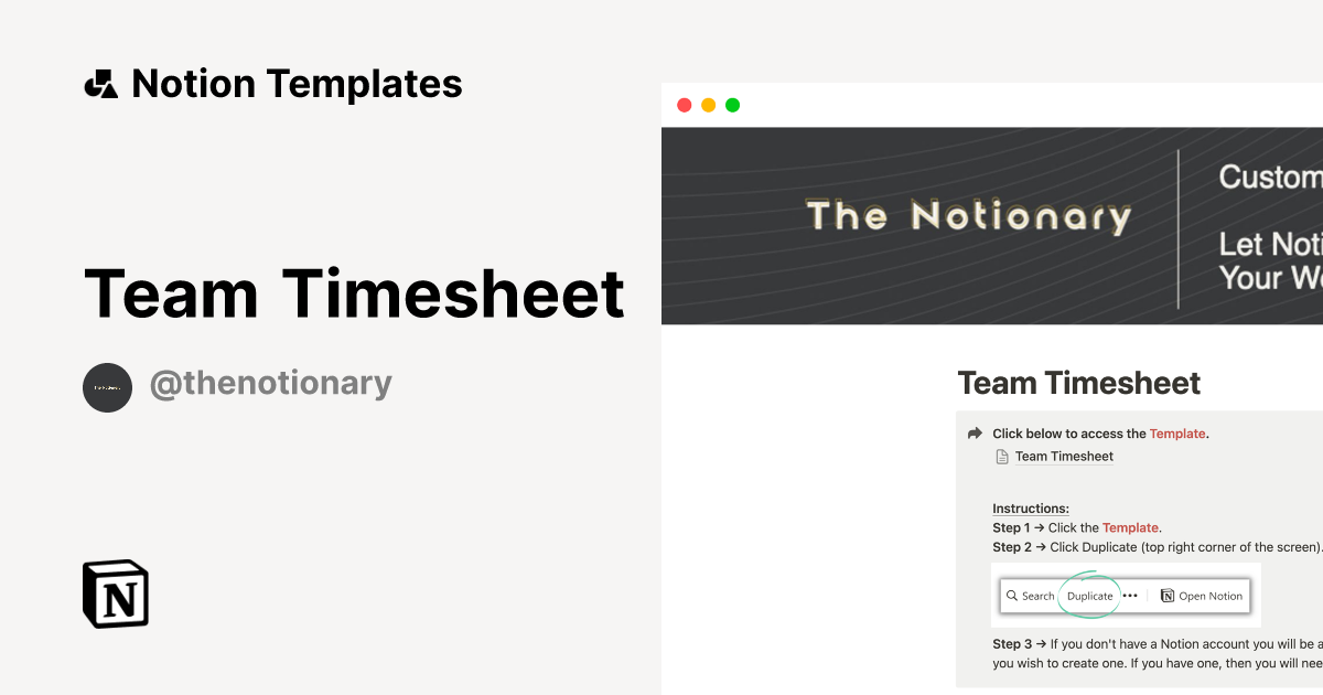 Team Timesheet Template | Notion Marketplace