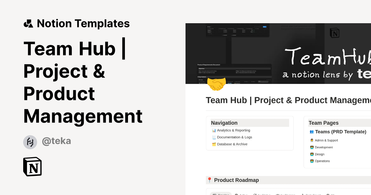 Team Hub | Project & Product Management Template by Teka | Notion ...