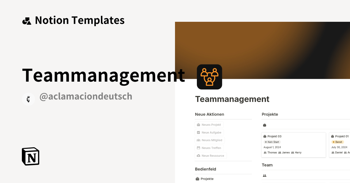 Teammanagement Template by Aclamación | Notion Marketplace