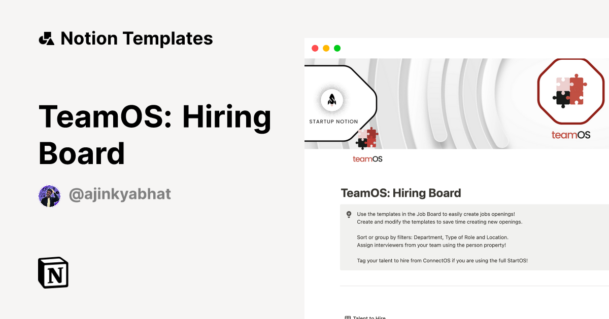 TeamOS: Hiring Board Template | Notion Marketplace
