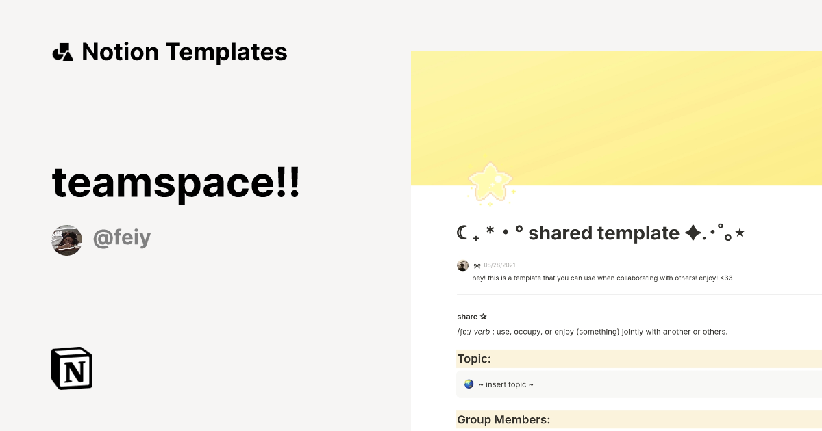 teamspace!! Template | Notion Marketplace