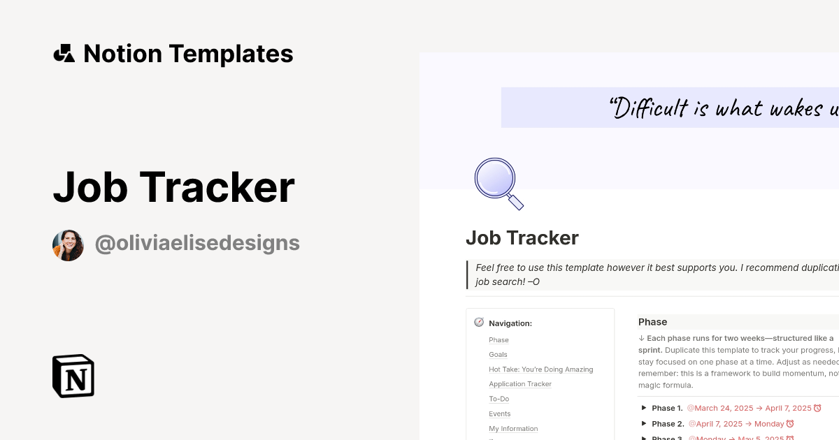 Job Tracker Template by Olivia Boutch | Notion Marketplace