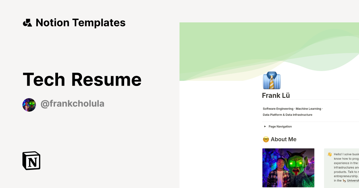 Tech Resume Template by Frank Lü | Notion Marketplace