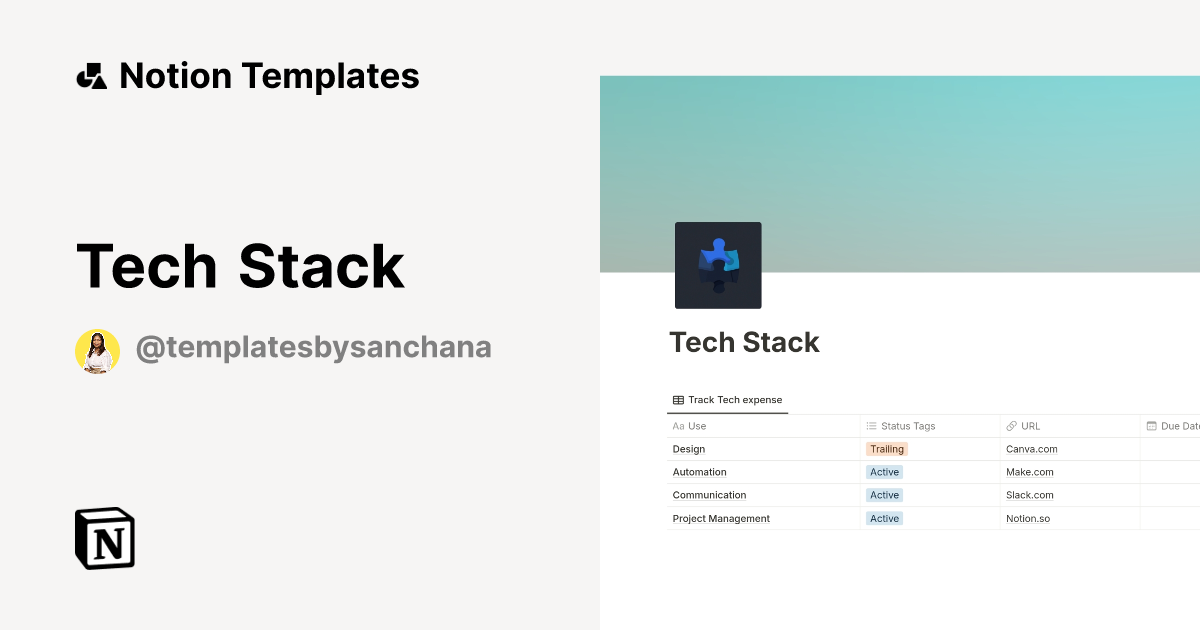 Tech Stack Template | Notion Marketplace