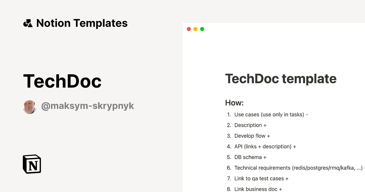 TechDoc Template | Notion Marketplace
