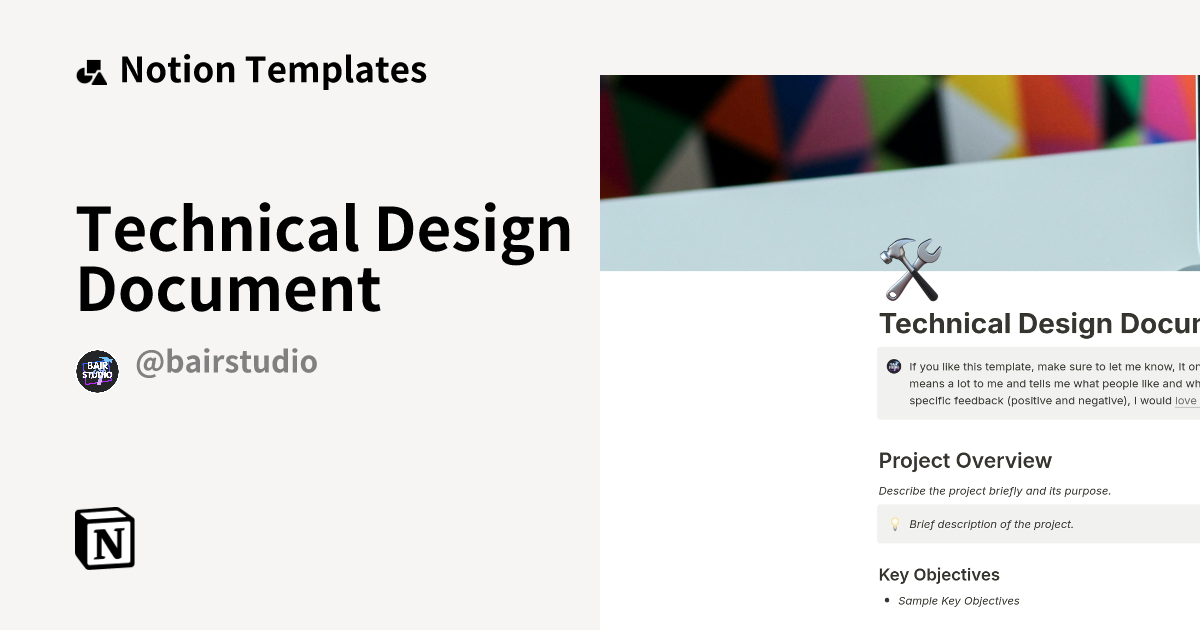 Technical Design Document Template | Notion Marketplace