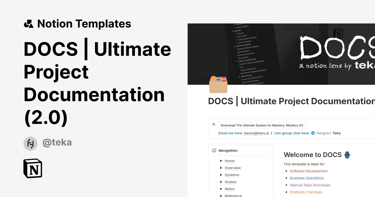 DOCS | Ultimate Project Documentation (2.0) Template by Teka | Notion Marketplace