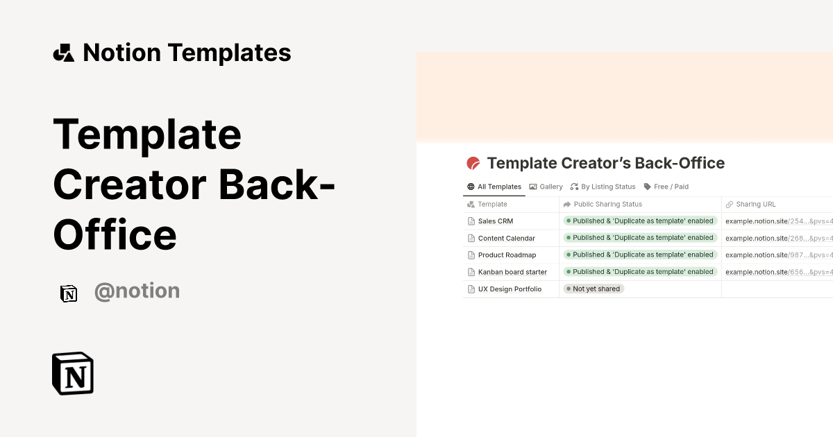 Template Creator Back-Office 2025 Template | Notion Marketplace