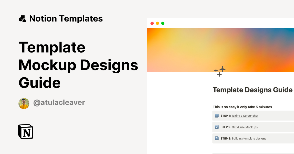 Template Mockup Designs Guide Template by Atul | Notion4Creators | Notion Marketplace