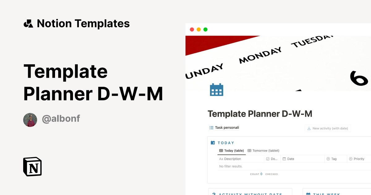 Template Planner D-W-M Template by AlbertoB | Notion Marketplace