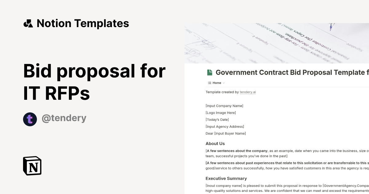 Bid proposal for IT RFPs Template | Notion Marketplace