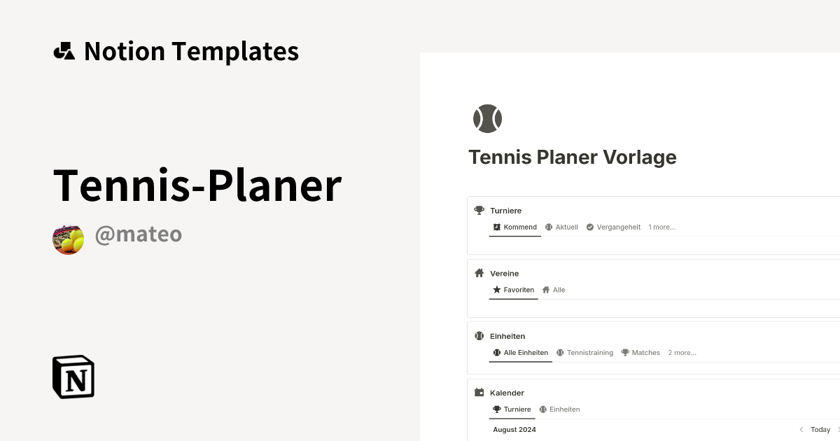Tennis-Planer Template | Notion Marketplace