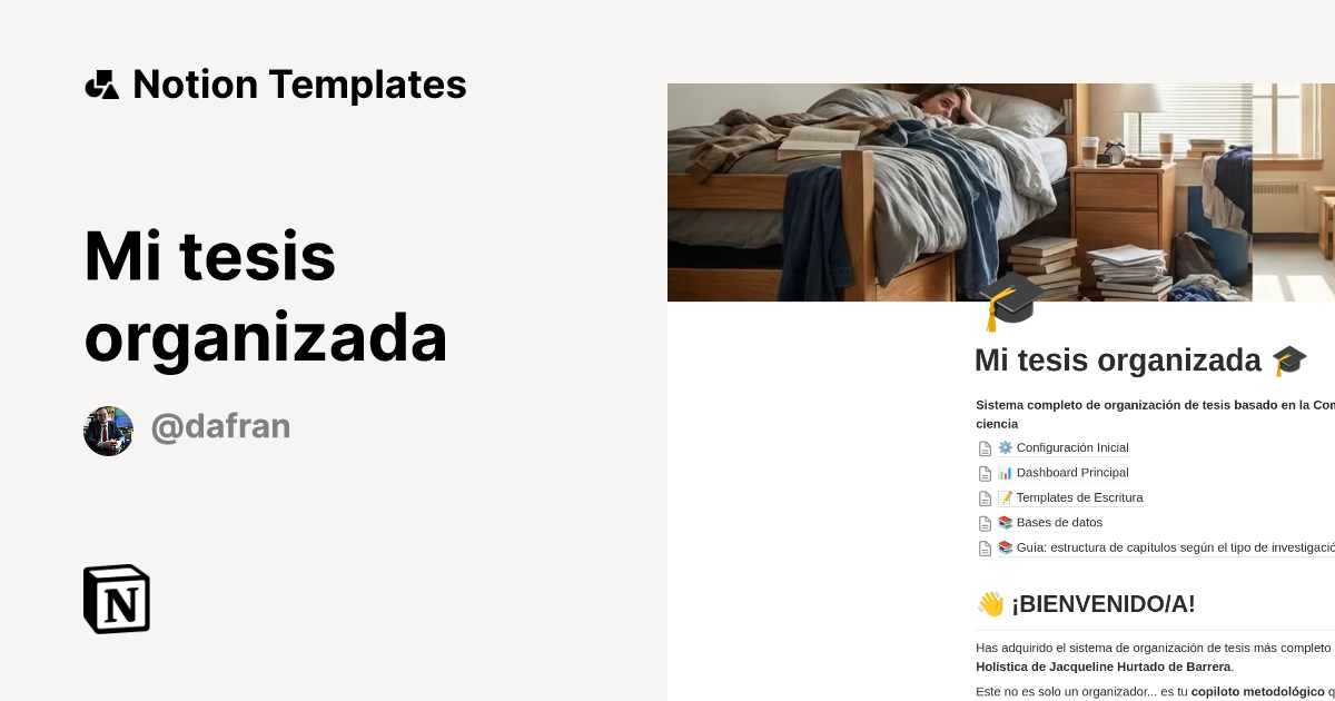 Mi tesis organizada Template by Marcos - Saber Investigar | Notion ...