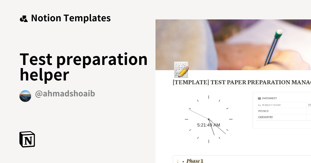 Test preparation helper Template | Notion Marketplace